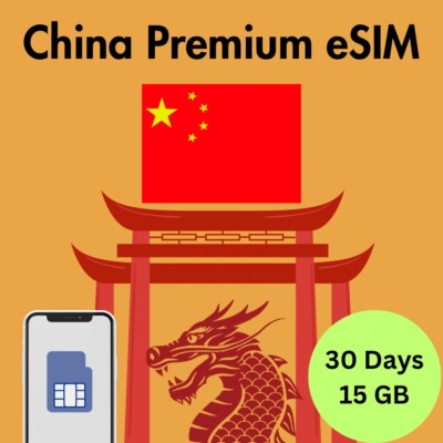 China PREMIUM Prepaid Travel eSIM Card 15GB Data 5G / 4G Lte 30 Days | eBay Australia