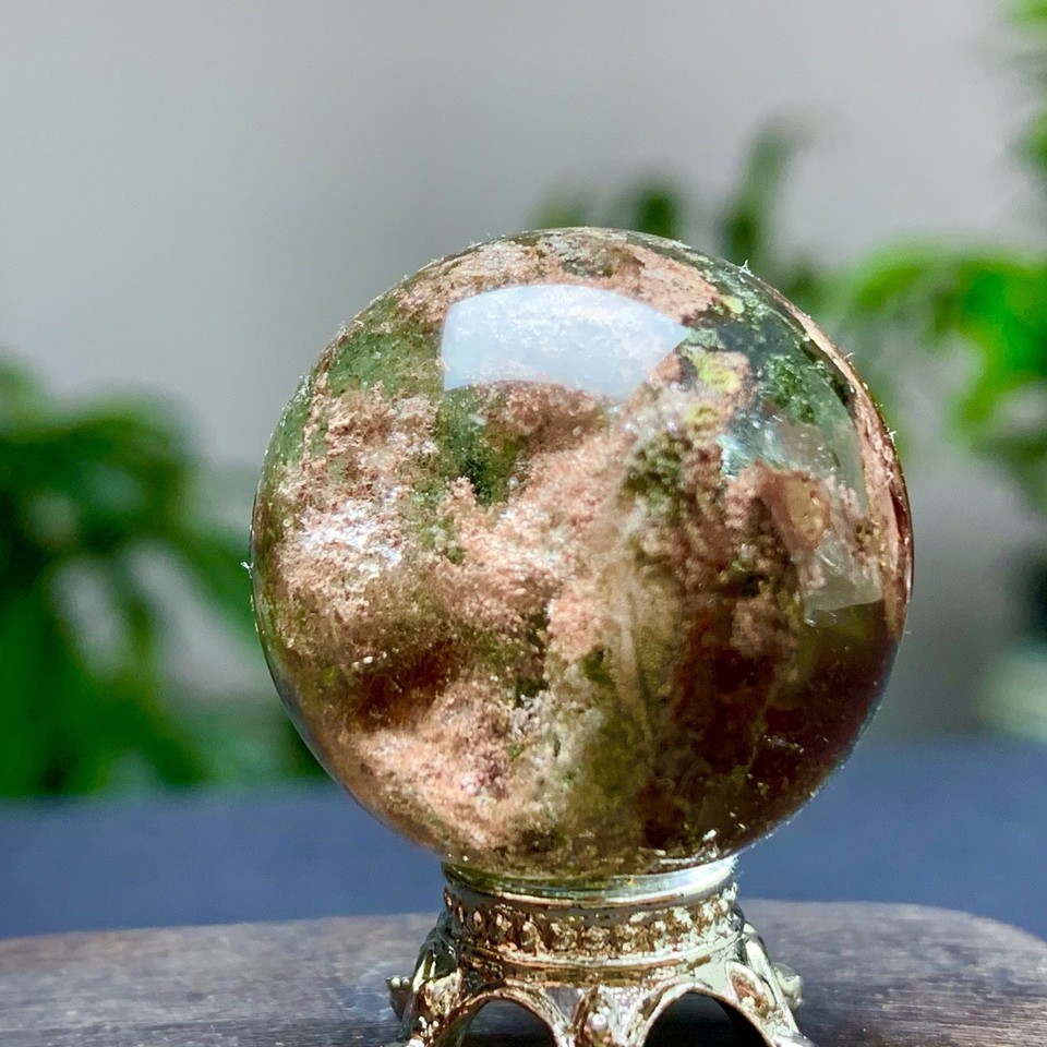 21G Natural Green Ghost Crystal Quartz Ball Crystal Sphere Mineral Specimen | eBay