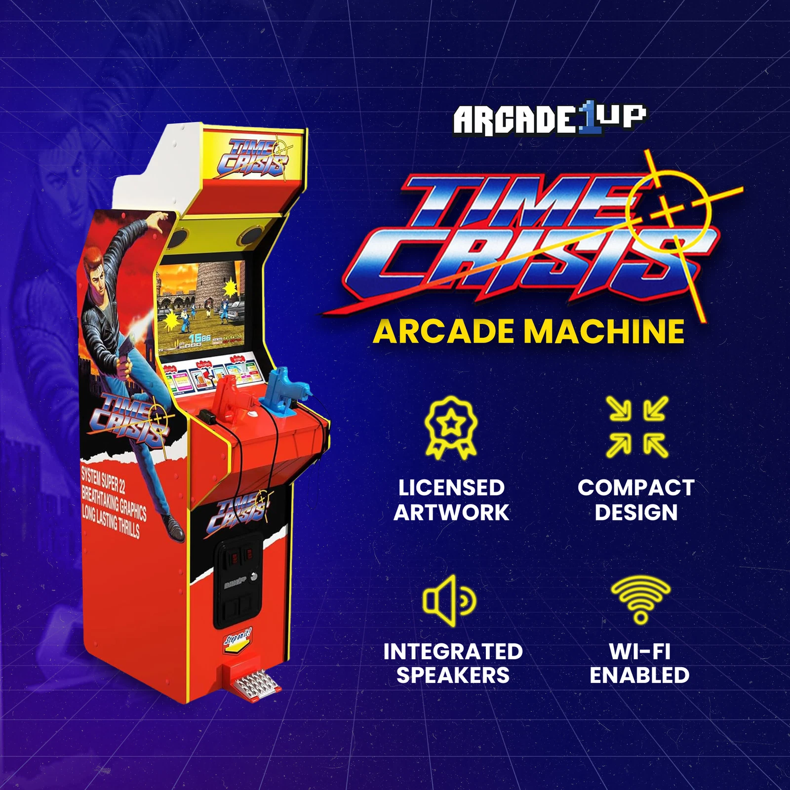 Arcade1Up 17 Screen Multiplayer TIME Crisis Arcade Machine w/ Stand Up ...