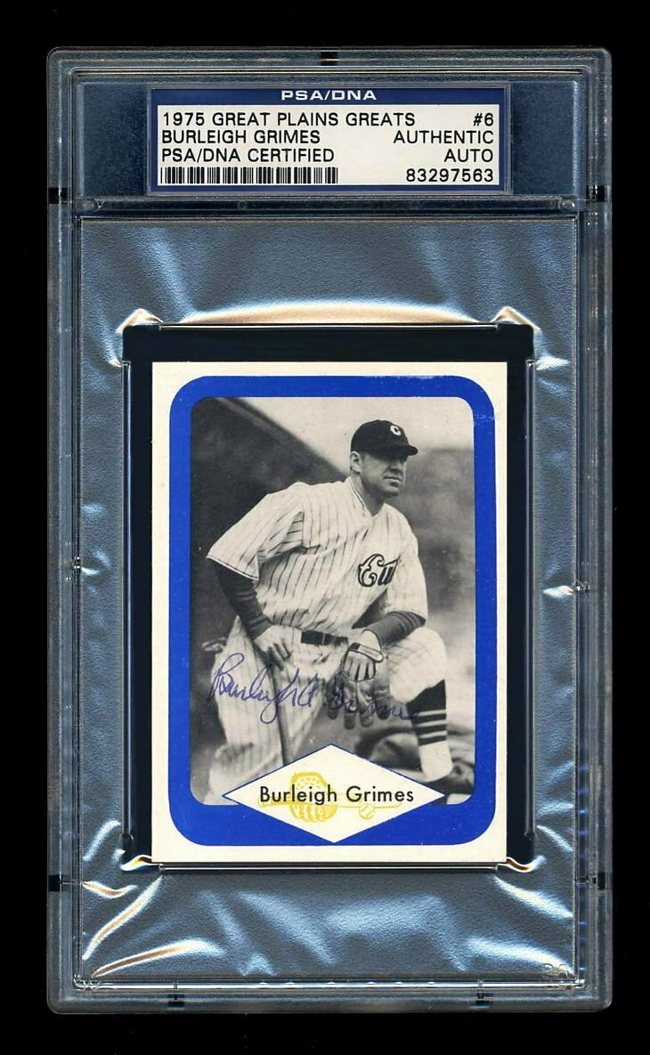 BURLEIGH GRIMES SIGNED GREAT PLAINS CARD PSA/DNA AUTOGRAPHED CHICAGO ...