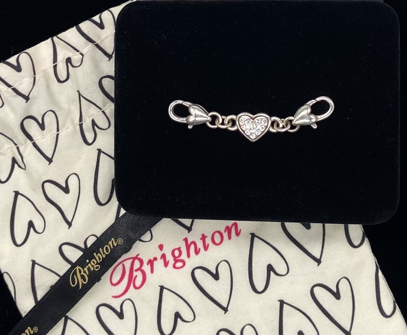 Brighton Charm Bead BRACELET Silver Crystal and Cloth Bag | eBay