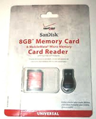 Verizon Sandisk 4GB Memory Card and MobileMate Micro Memory Card Reader ...