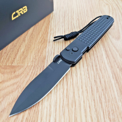 CJRB Locust Folding Knife 3.13" AR-RPM9 Steel Blade Black Textured G10 ...