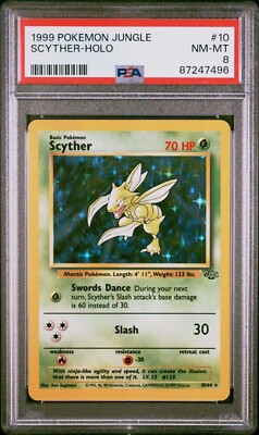 1999 Pokémon TCG Jungle #10 - SCYTHER - Unlimited Holo Rare - WOTC - PSA 8 NM-MT | eBay
