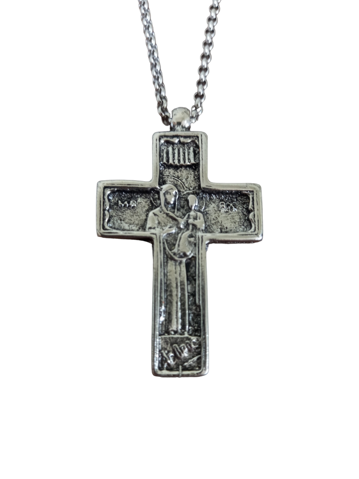 2 1/4" Mount Athos Design Silver Plated 2 Sides Greek Orthodox Pectoral ...
