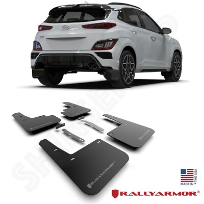 Rally Armor UR Black Mud Flaps w/ Grey Logo for 2022-2023 Hyundai Kona ...