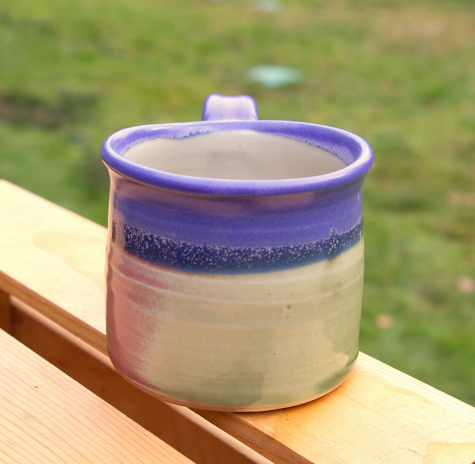 Hand Spun Purple Dipped Pottery Coffee Mug 2 1/4" Tall Signed by Artist ...