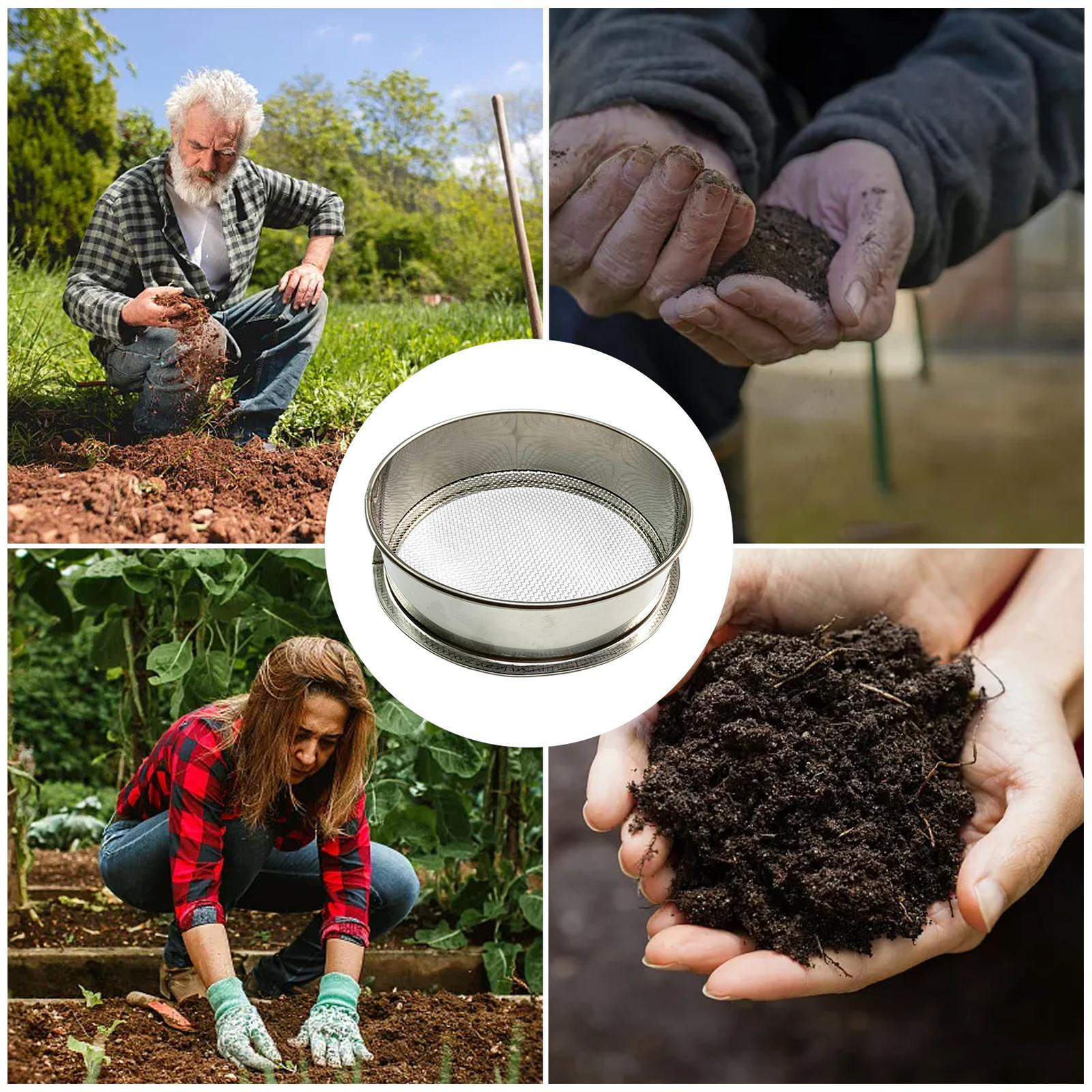 Fine mesh Metal Soil Sieve for Optimal Garden Soil Filtering 20/30cm ...