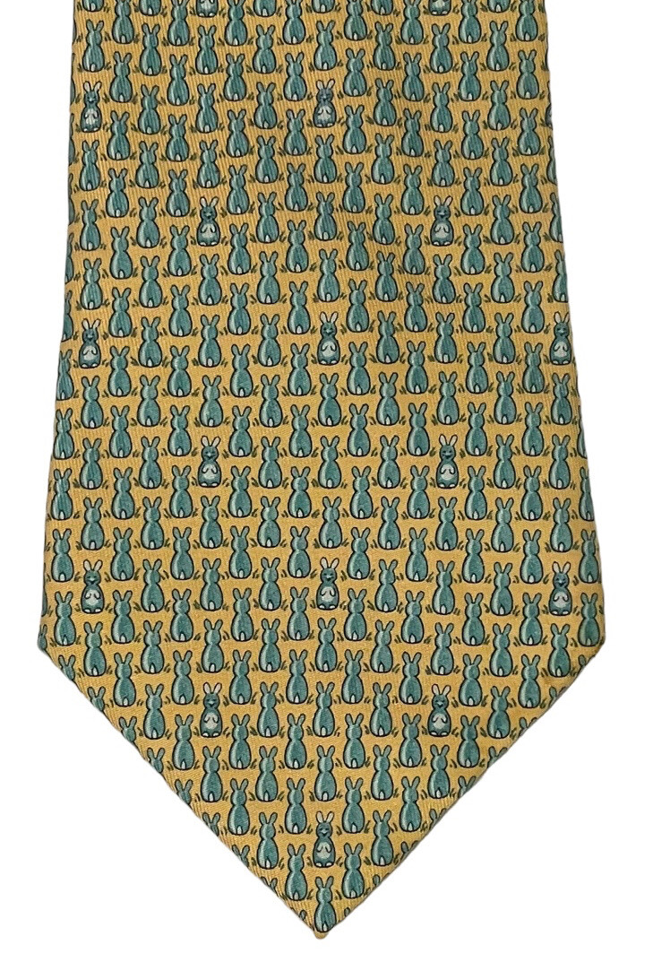 Hermes rabbit print tie - Gem