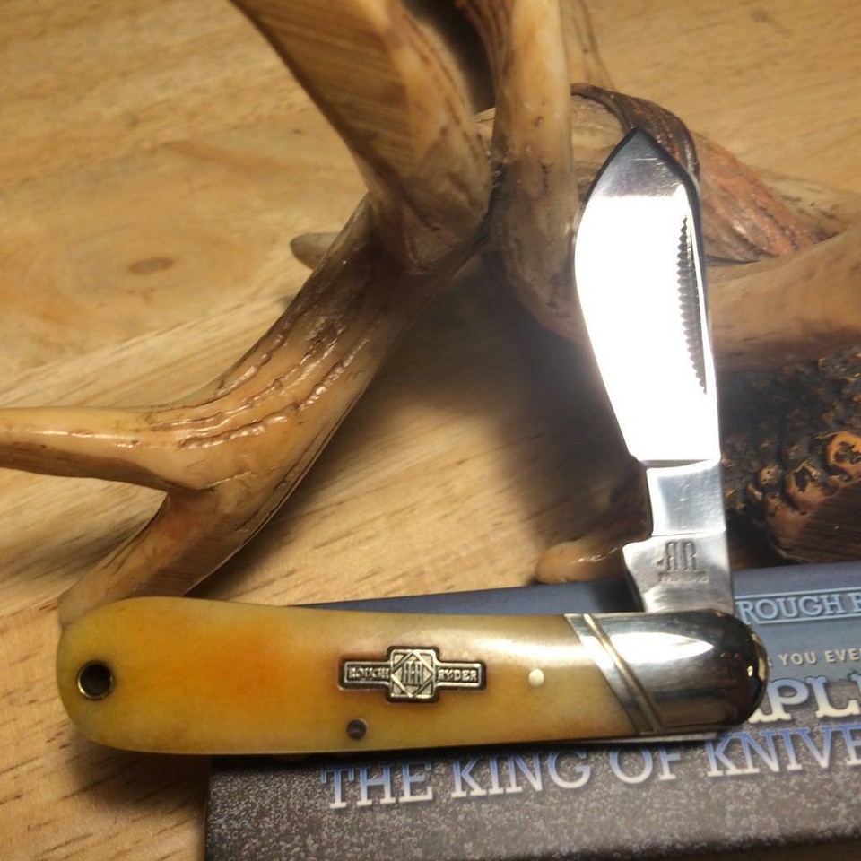 Rough Rider Tobacco Smooth Bone Small Cotton Sampler 3" Pocket Knife ...