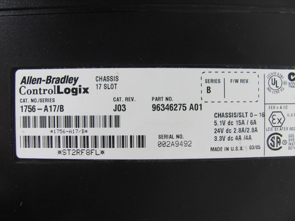 Allen Bradley, ControlLogix, 17-Slot Rack, 1756-A17, SER B, Excellent ...