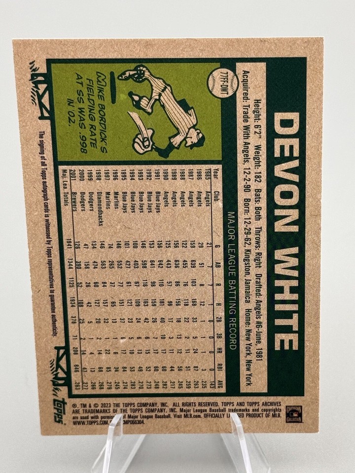 Devon White 2023 Topps Archives 1977 Fan Favorites Auto Card #77FF-DWT ...