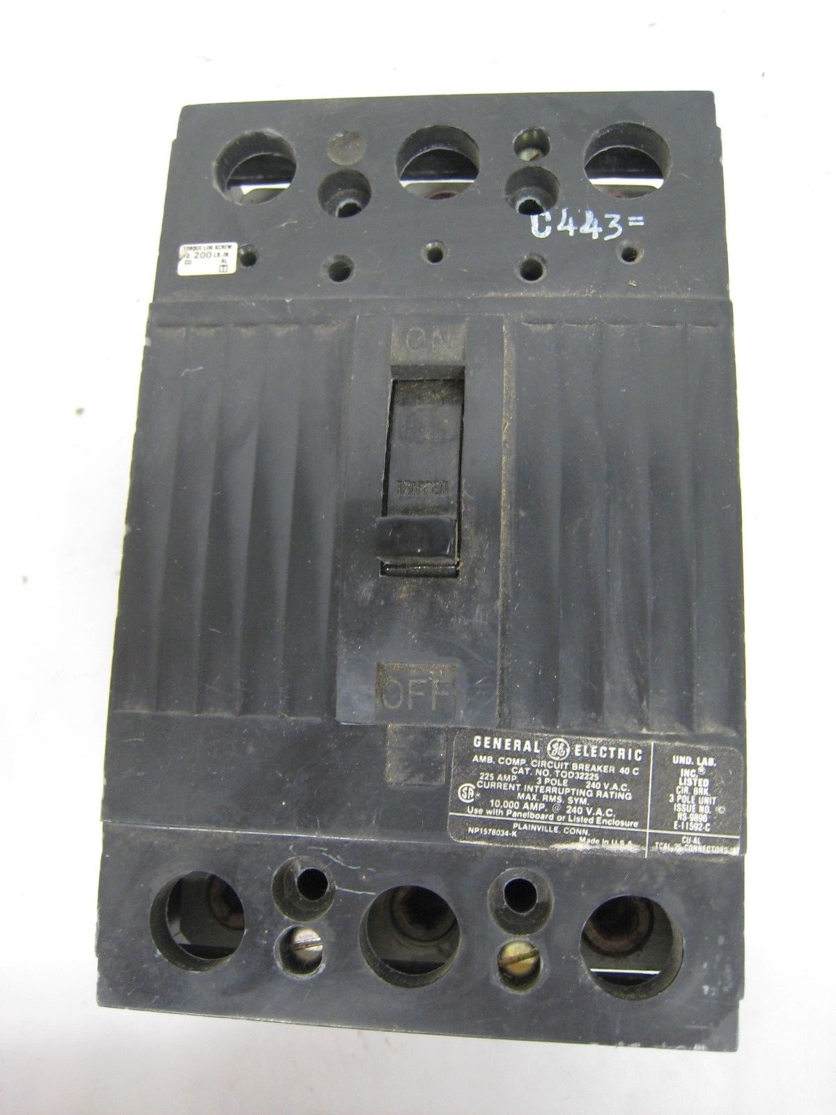 TQD32225 225 amp 240 volts GE breaker 3 pole | eBay