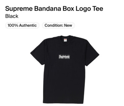 Supreme Bandana Box Logo Tee Black Size Medium 100 Supreme Bandana Box Logo Tee Black Size Medium 100
