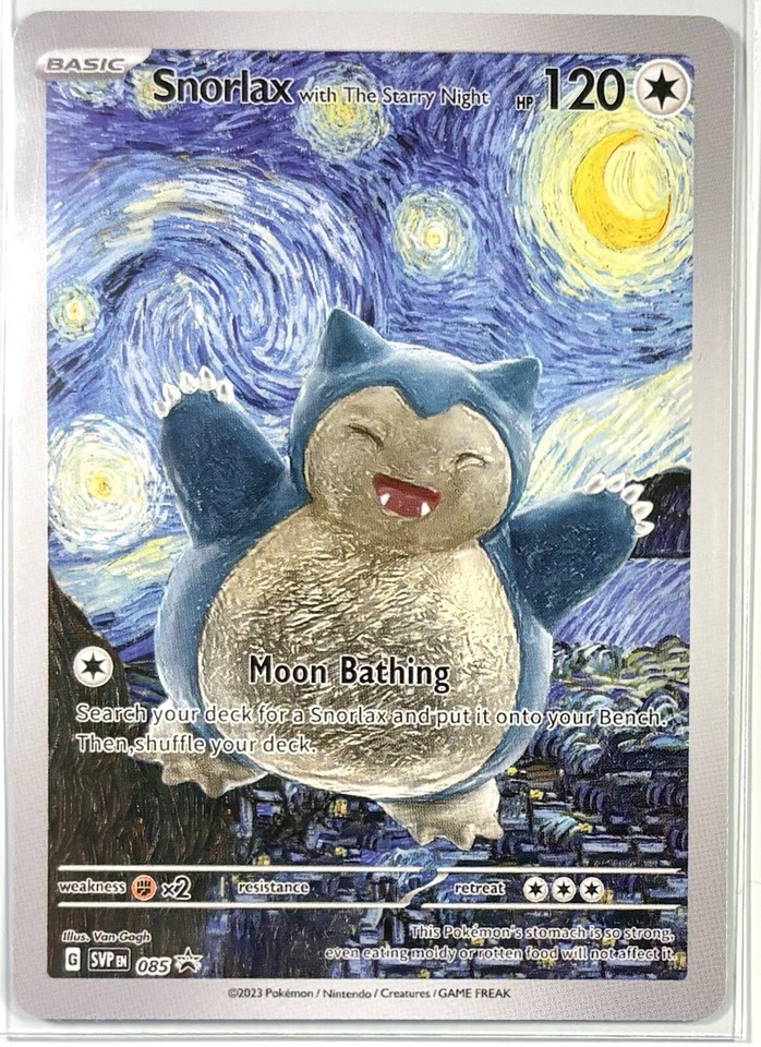 Pokemon Snorlax Mew Munchlax Starry Night Van Gogh ACG Art Black Star ...