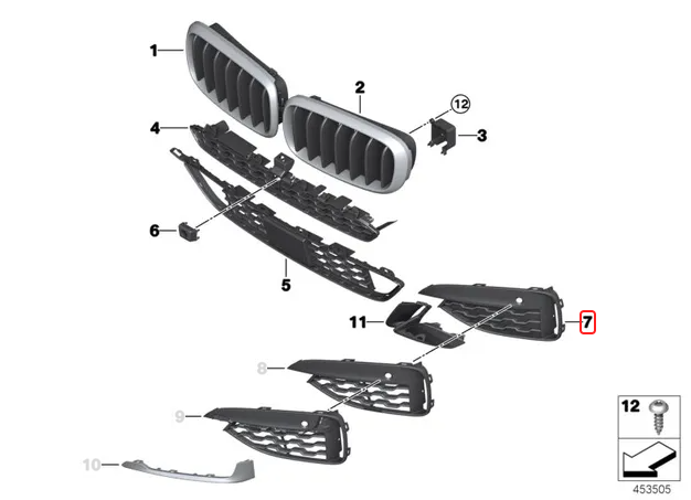 NEW OEM BMW X6 F16 M SPORT FRONT BUMPER LOWER CLOSED GRILL RIGHT O/S ...