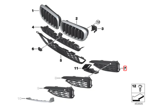 NEW OEM BMW X6 F16 M SPORT FRONT BUMPER LOWER CLOSED GRILL RIGHT O/S ...
