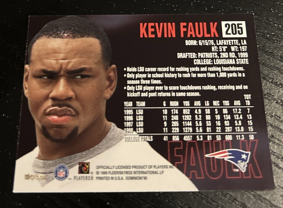 1999 Skybox Dominion Kevin Faulk Rookie | eBay