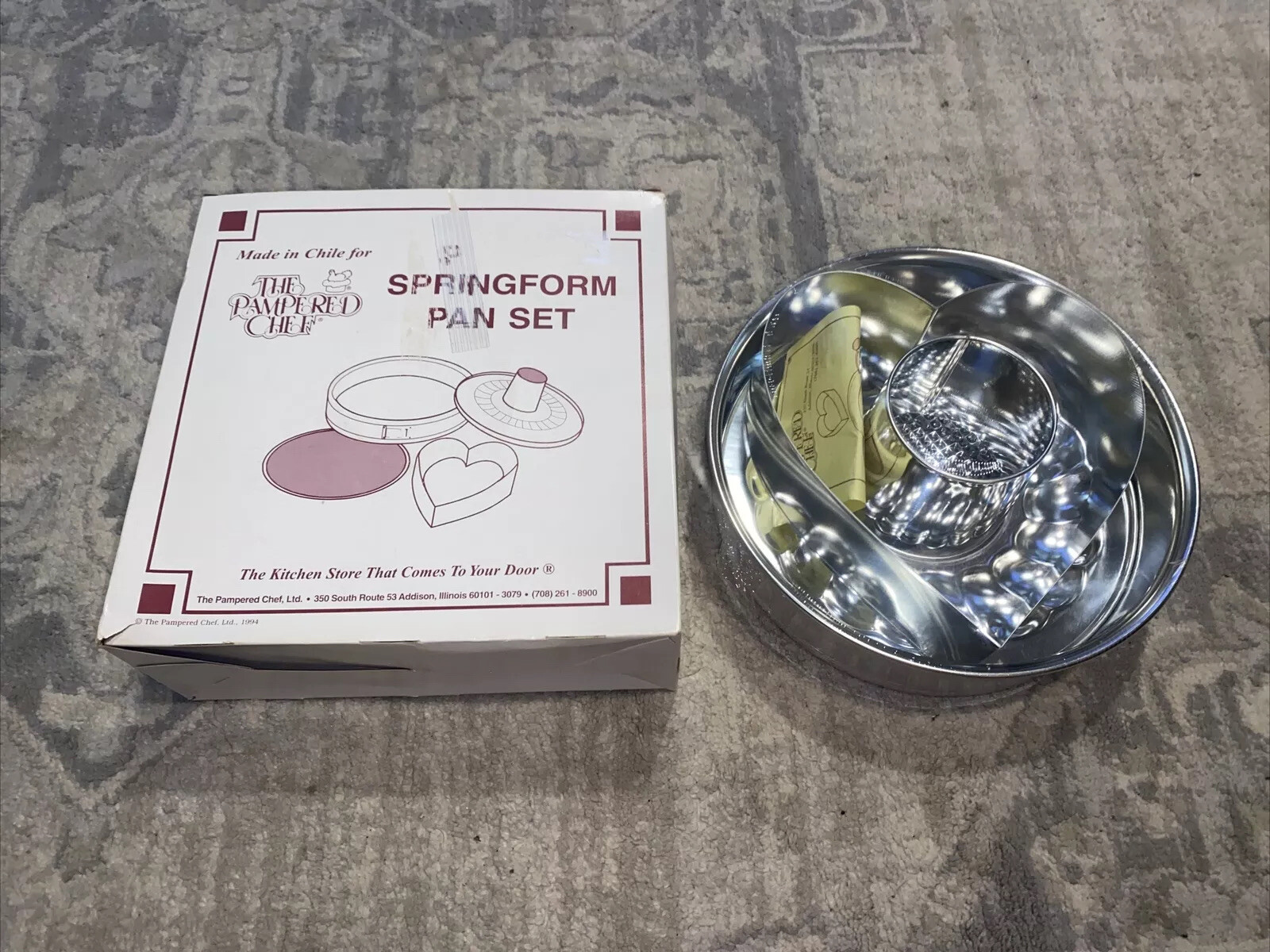 New Pampered Chef Spring Form Pan Set Heart Insert 1540 Sealed/ W Box 9 ...