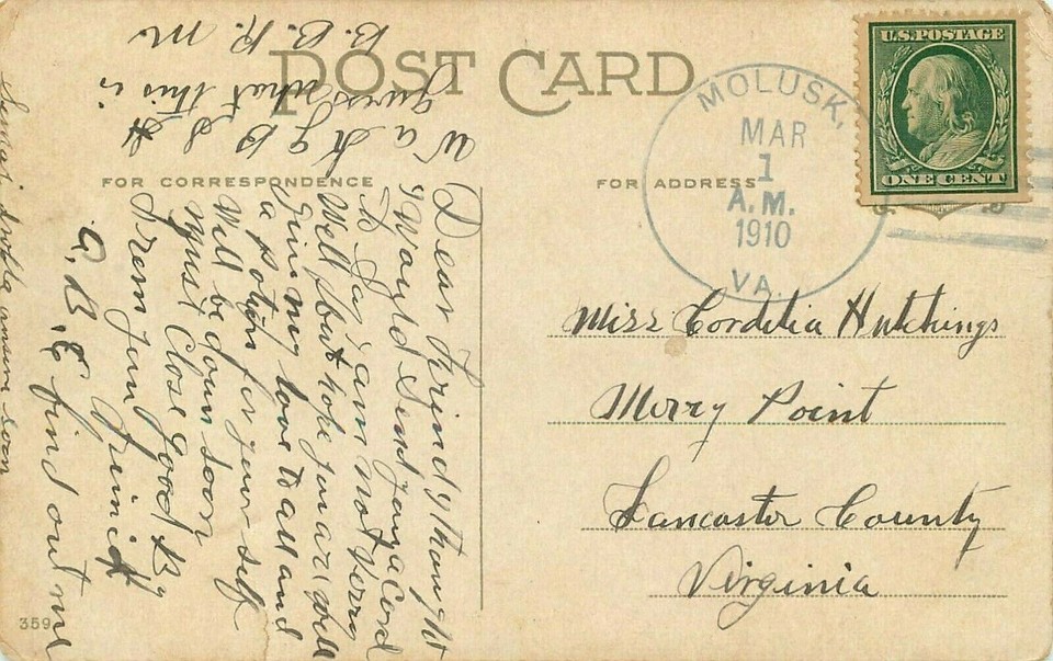 Victorian Comic Postcard Vintage Word Play 1910 Molusk Cancellation ...