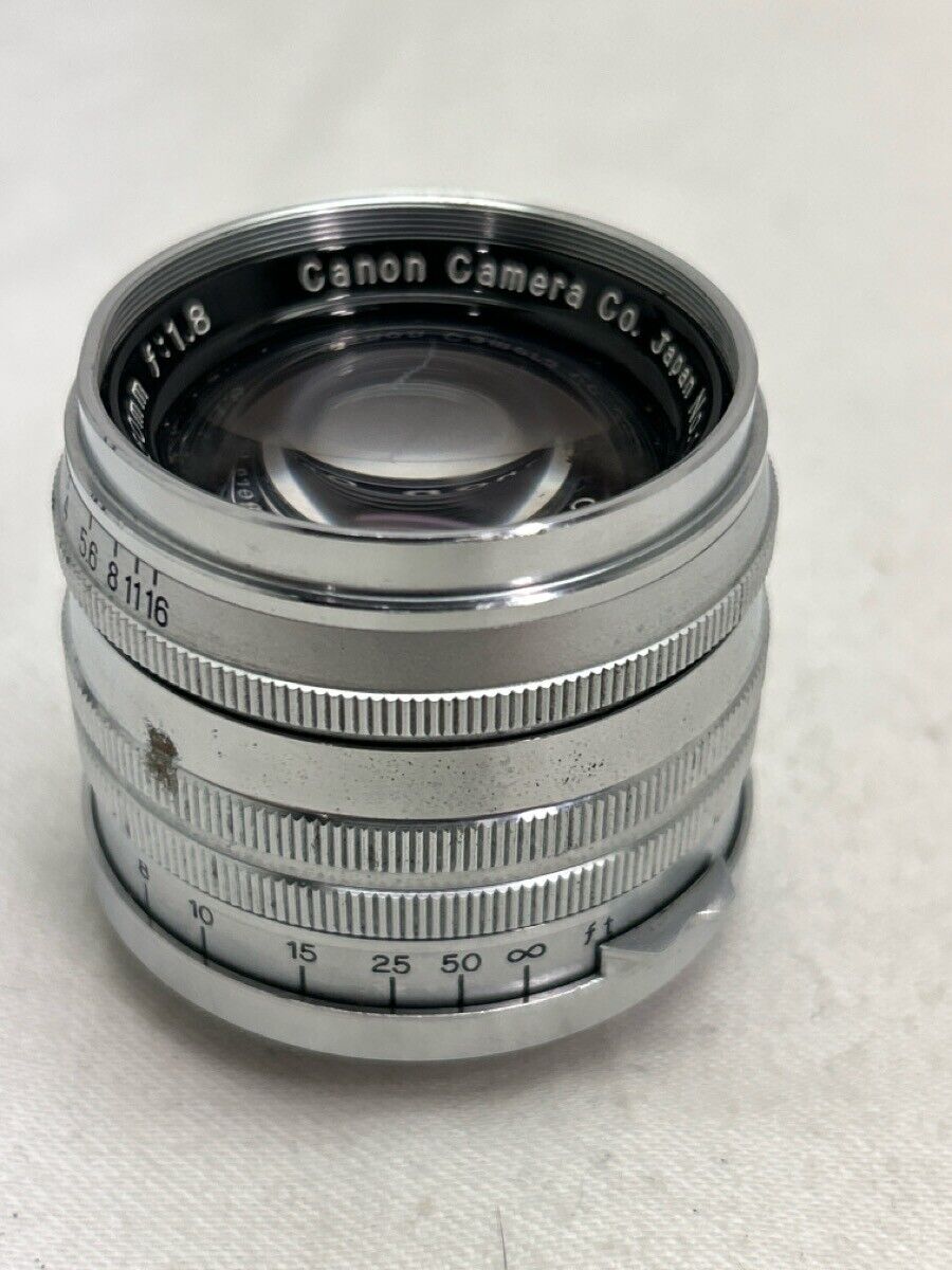 Canon Camera Co. Canon Lens 50mm Vintage Chrome f/1.8 Japan Canon Camera Co. Canon Lens 50mm Vintage Chrome f/1.8 Japan