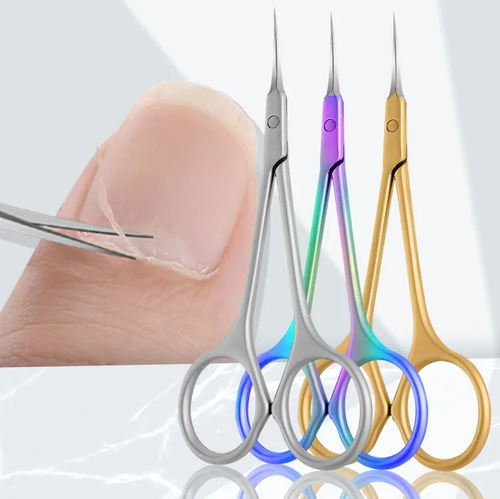 Stainless Steel Cuticle Scissors Curved Tip Dead Skin Remover Manicure ...