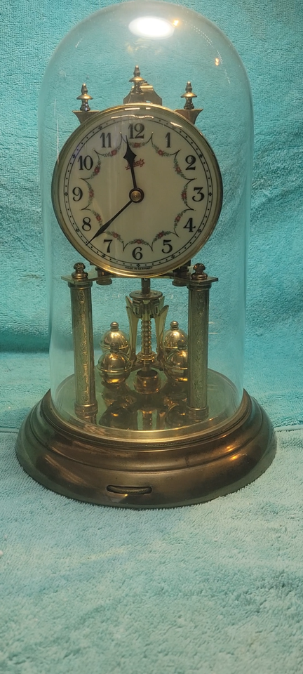 Vintage Schatz 400 Day Anniversary Brass Clock w/Glass Dome Made In ...