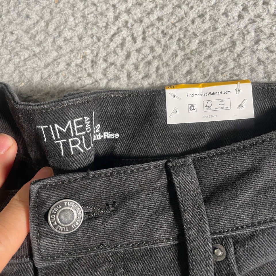 Time And True Jeans Womens 12 Pants Black Hi Rise Bootcut Distressed ...