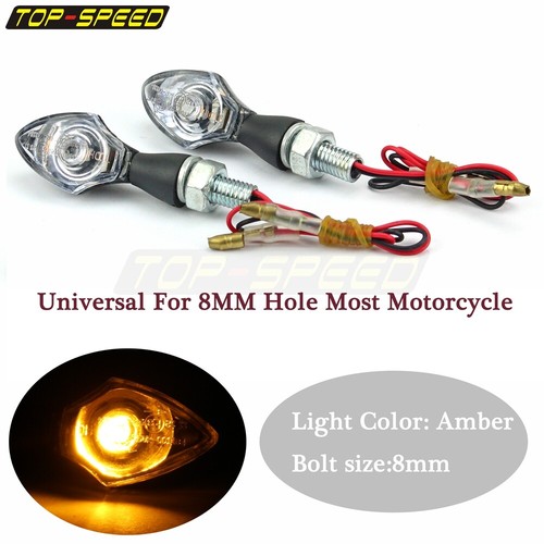 Universal 8mm LED Amber Indicator Turn Signal Lights Aluminum For ...