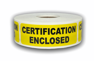 500 Labels 1x3 Yellow CERTIFICATION ENCLOSED Special Handling Mailing ...