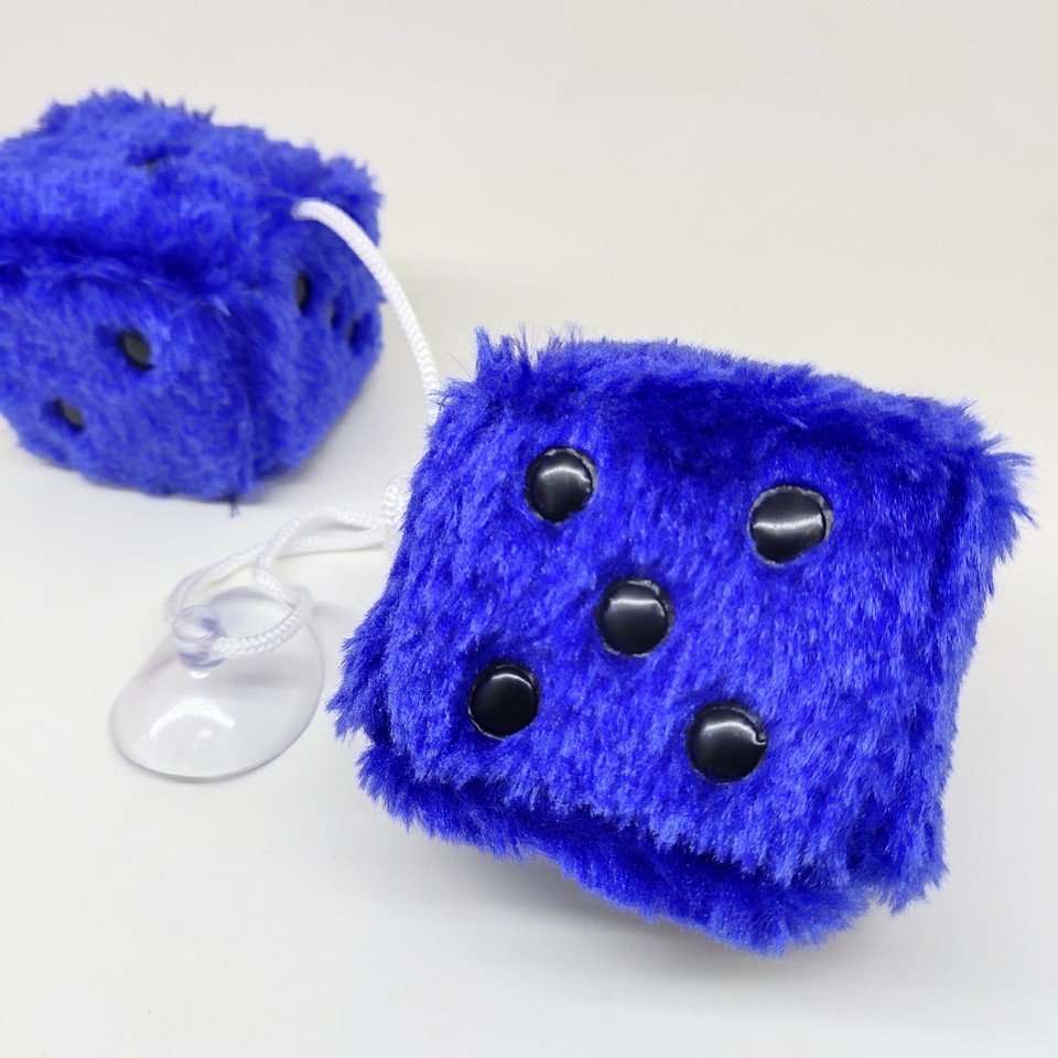 Royal Blue Fuzzy Plush Dice Retro Square Plush Hanging Mirror Fuzzy ...