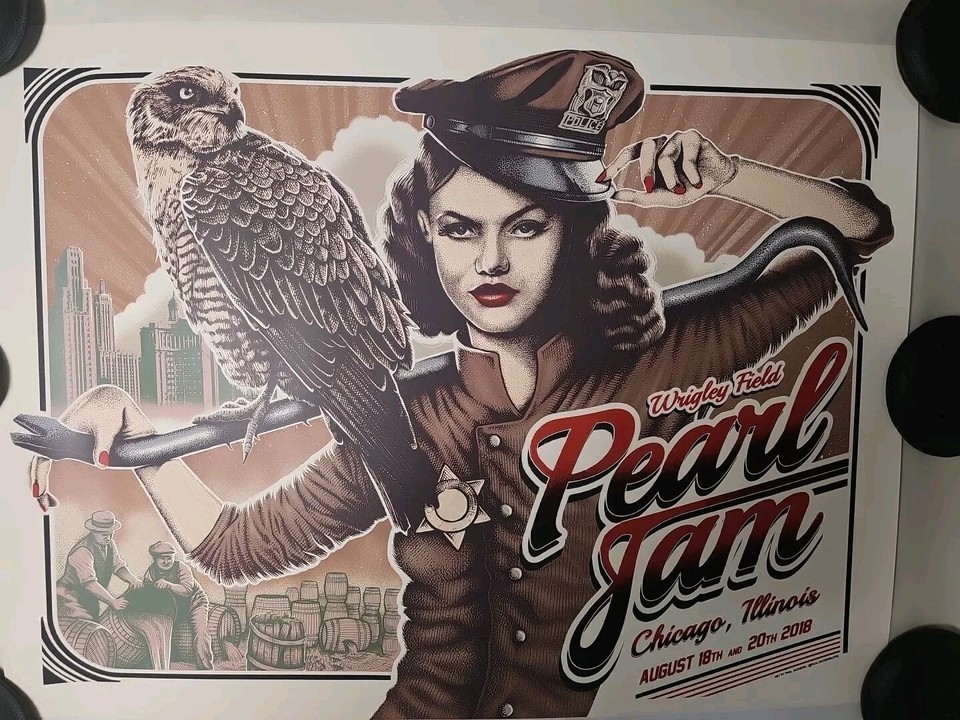 2018 Pearl Jam Wrigley Field Chicago Screen Print Concert Poster Paul ...