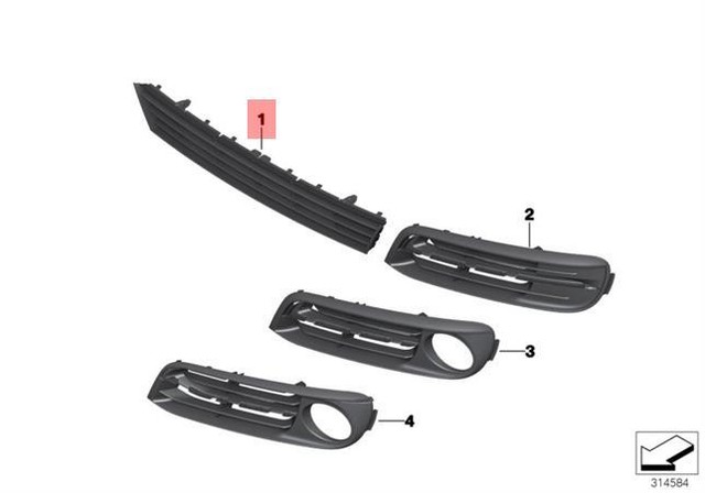 Genuine BMW F10N F11N F18N Sedan Front Bumper Center Grille OEM ...