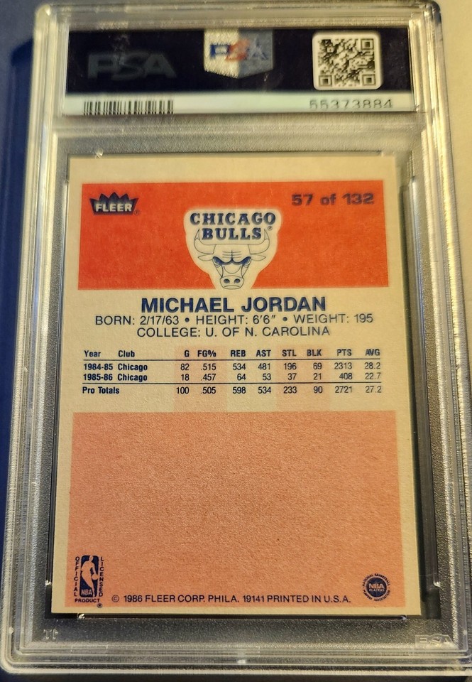 1986-87 Fleer - #57 Michael Jordan (RC) PSA Authentic Alter Centered ...