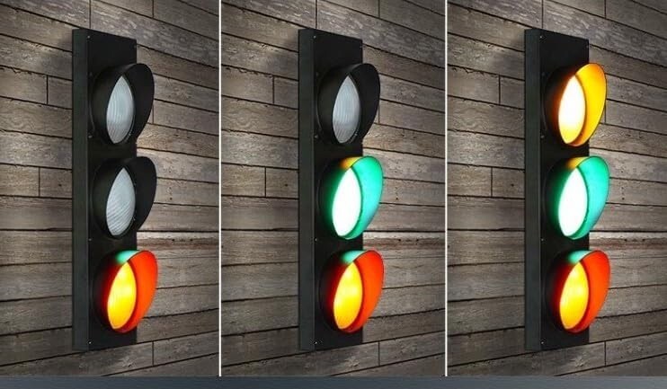 Traffic Light Lamp Decoration On Wall, LED Lights Lamp Decor with ...