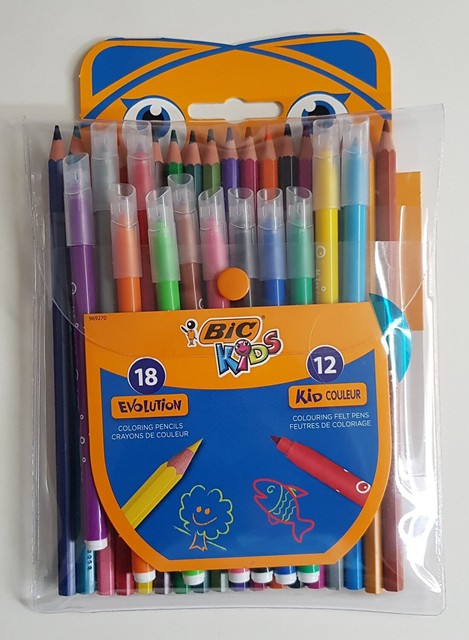 BIC Kids - 18 Evolution Colouring Pencils and 12 Kid Couleur Felt Pens ...
