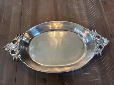 Fabulous Pewterware Oval Dish with Ornate Handles 18 x 9.5 x 2 | eBay