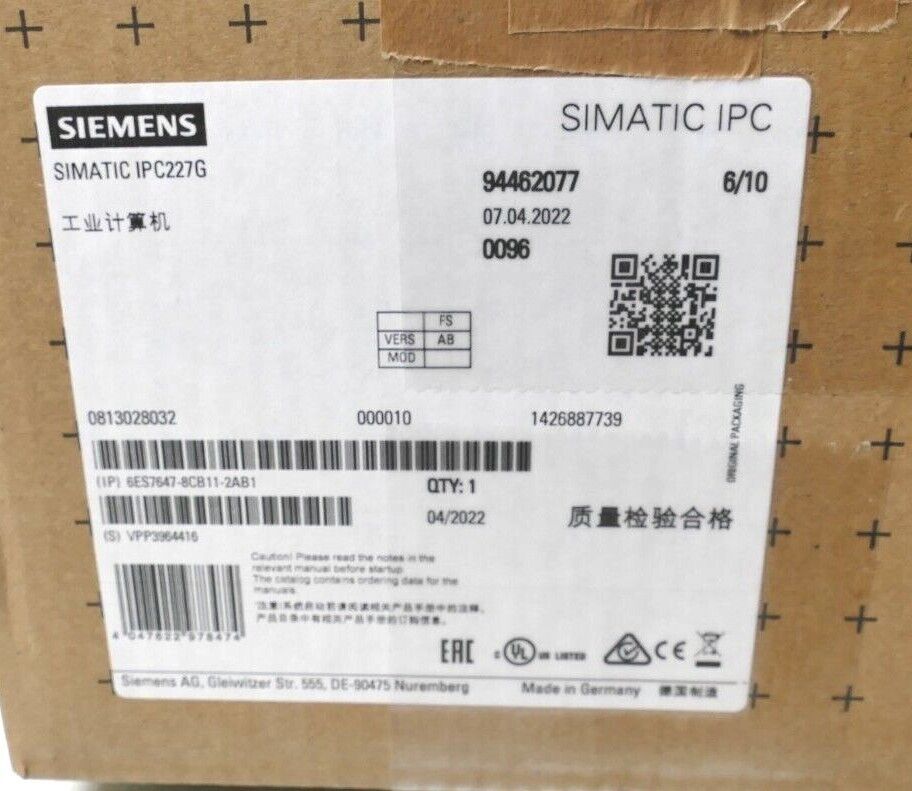 SIEMENS Simatic IPC227G | 6ES7647-8CB11-2AB1 | 6ES7 647-8CB11-2AB1 | V ...
