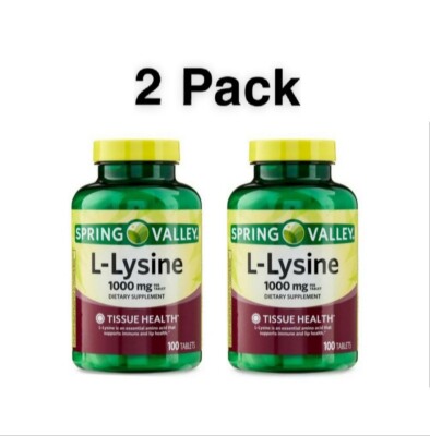 (Pack of 2) Spring Valley L-Lysine Amino Acid Supplements, 1000 mg, 100 ...
