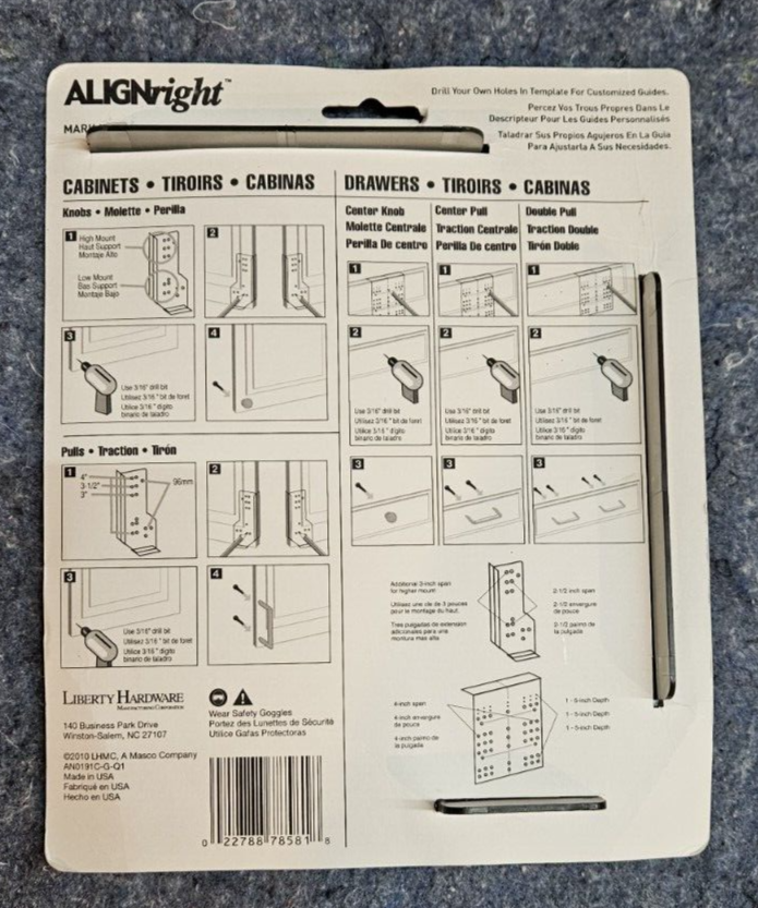 Liberty Alignright Installation Template/bit Kit for Mounting Knobs ...