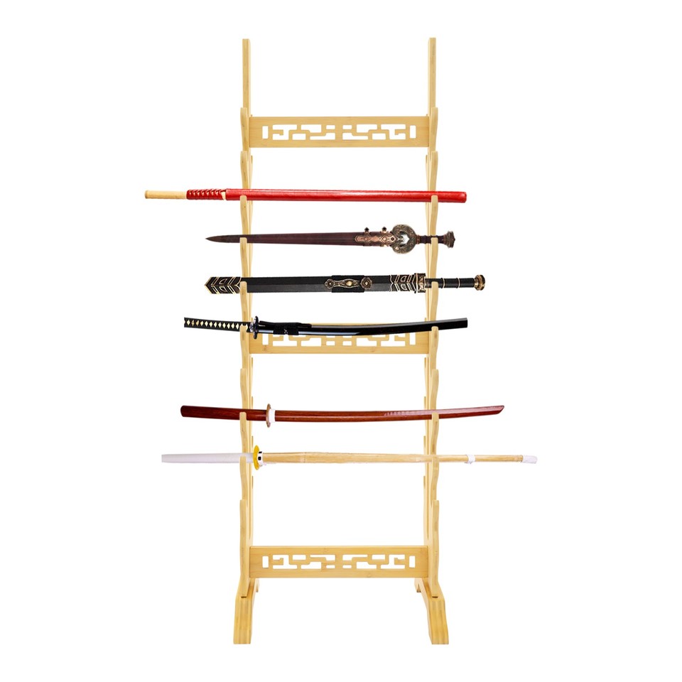Medieval Sword Stand Solid Wood Horizontal Display Rack for Katana ...