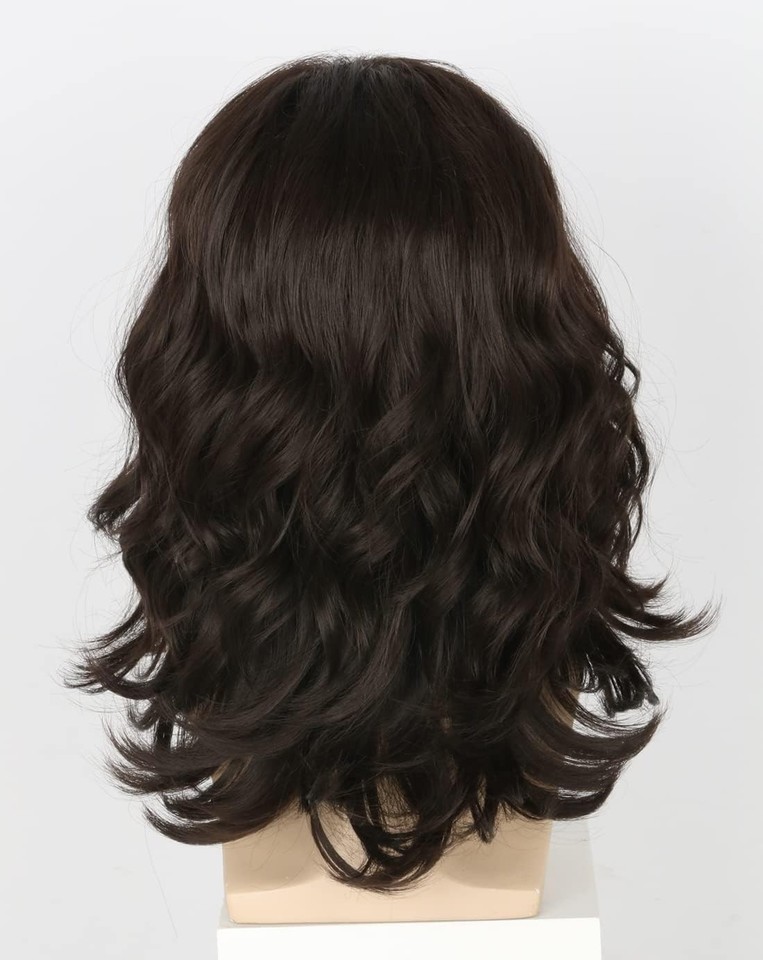 Black-Brown Long Curly Mullet Wig for 70s 80s Rocker Costumes ...