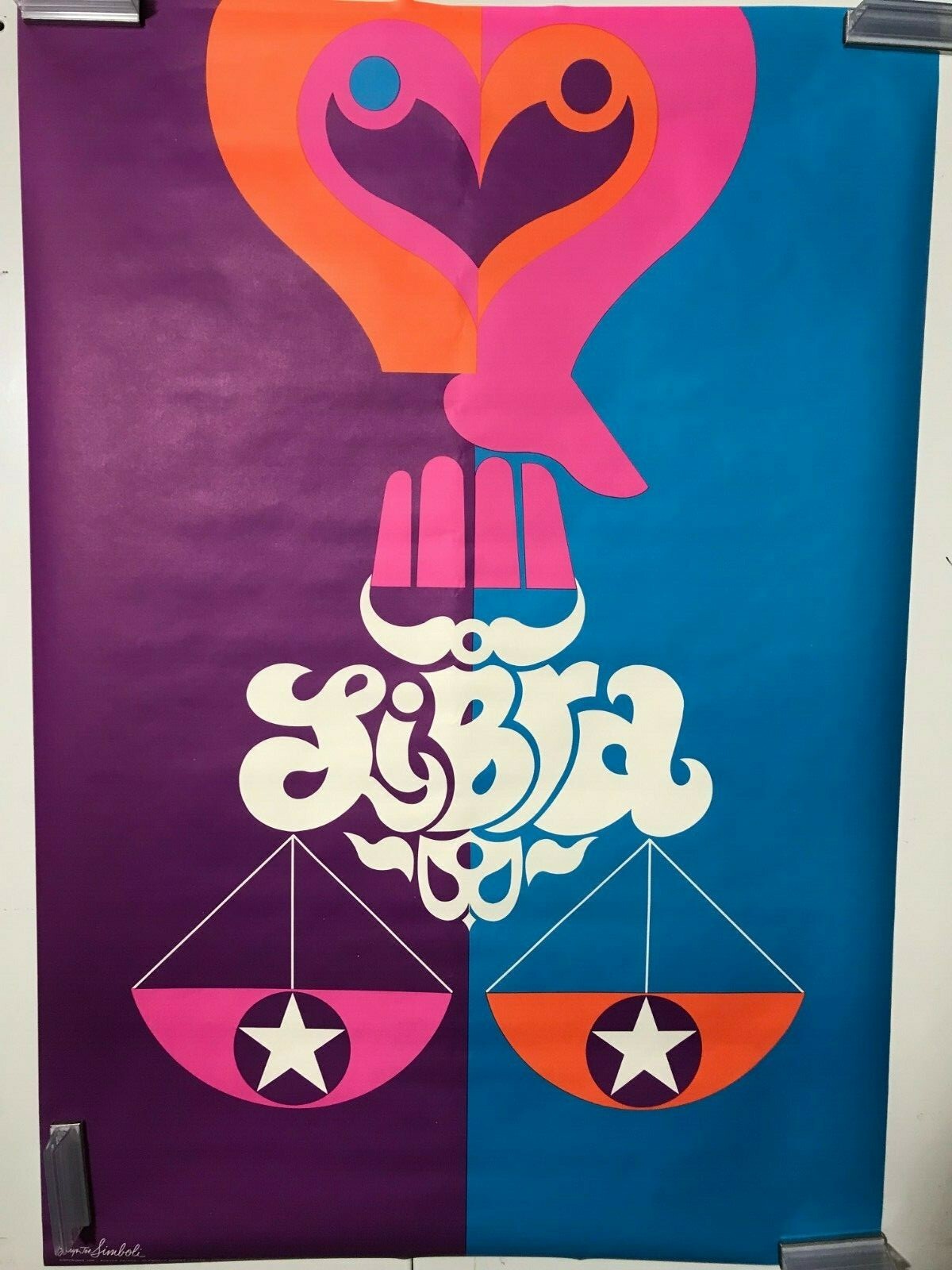 Libra Vintage Zodiac Poster 24 1/2 x 35 1969 Astrology Gerry & Joe ...