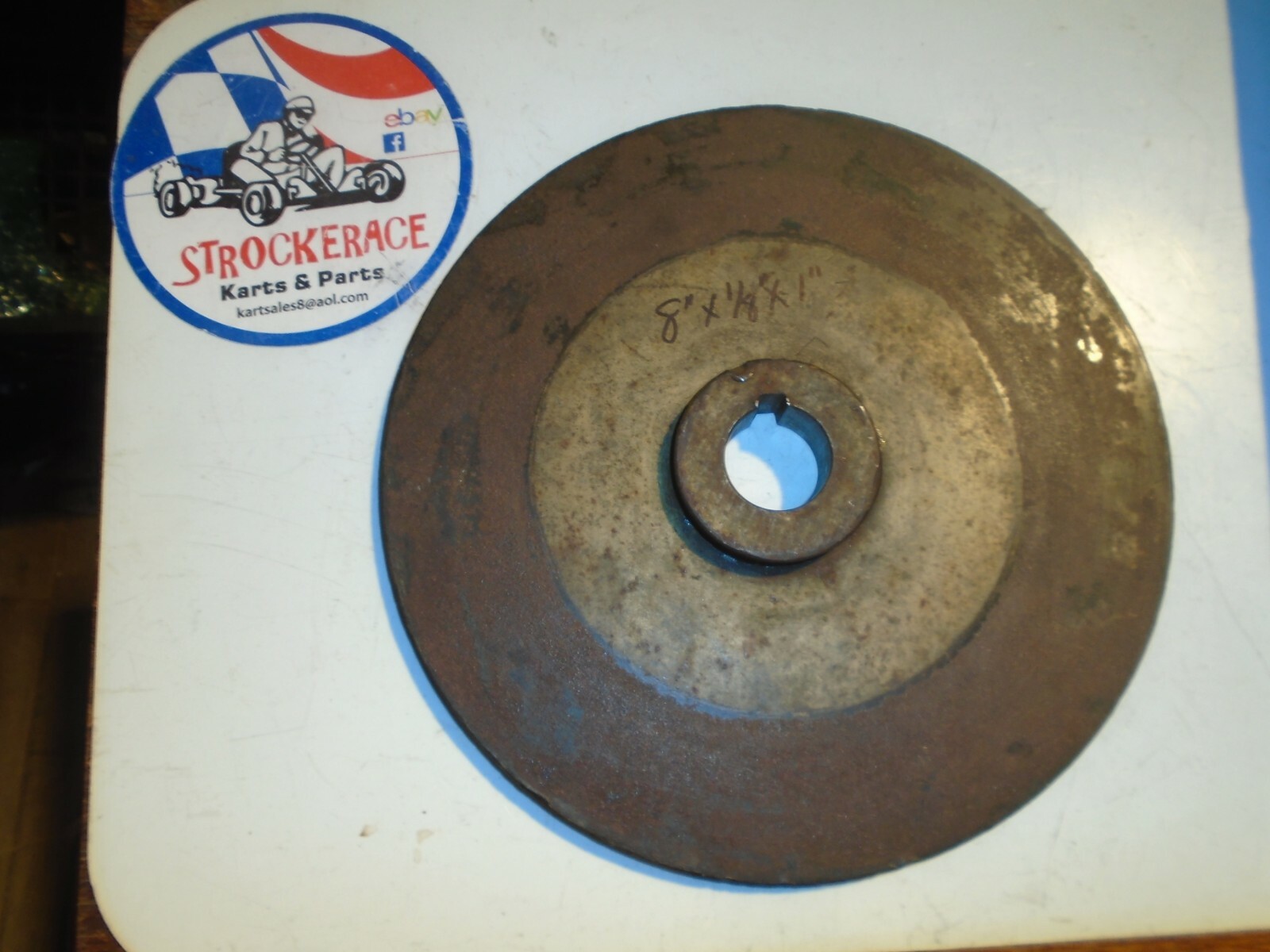 VINTAGE RACING GO KART CAST IRON BRAKE ROTOR 8" x 1/8" 1'' AXLE HUB ...