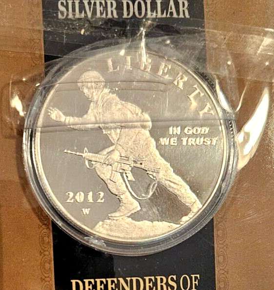 2012 W Infantry Soldier Proof Commemorative Silver Dollar With Dog Tag ...