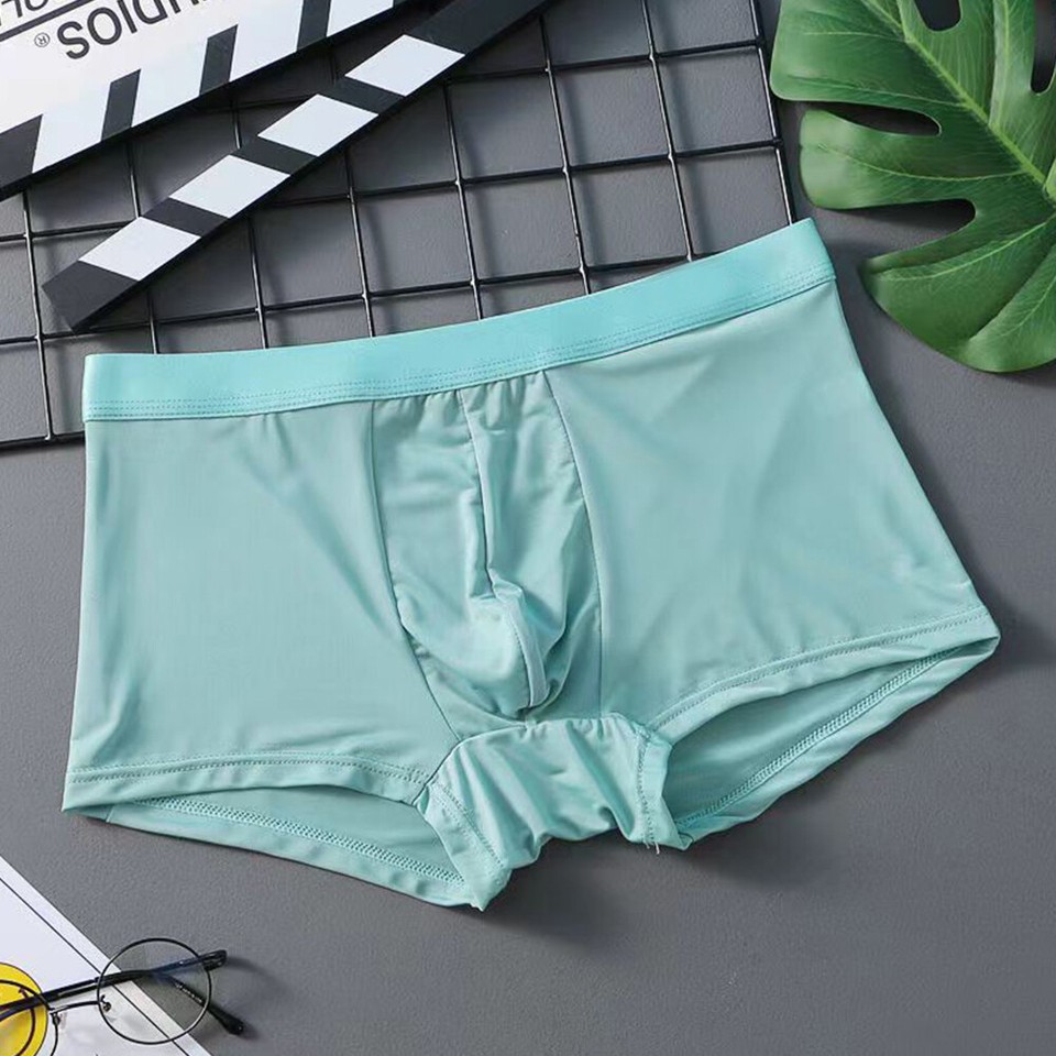Mens Ice Silk Underwear Ultra Thin Boxer Briefs Breathable Shorts U ...