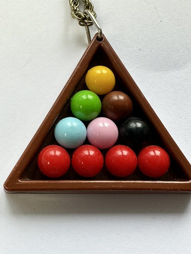 Vintage Pool Billiard Snooker Brown Red Large Necklace Pendant Chain ...