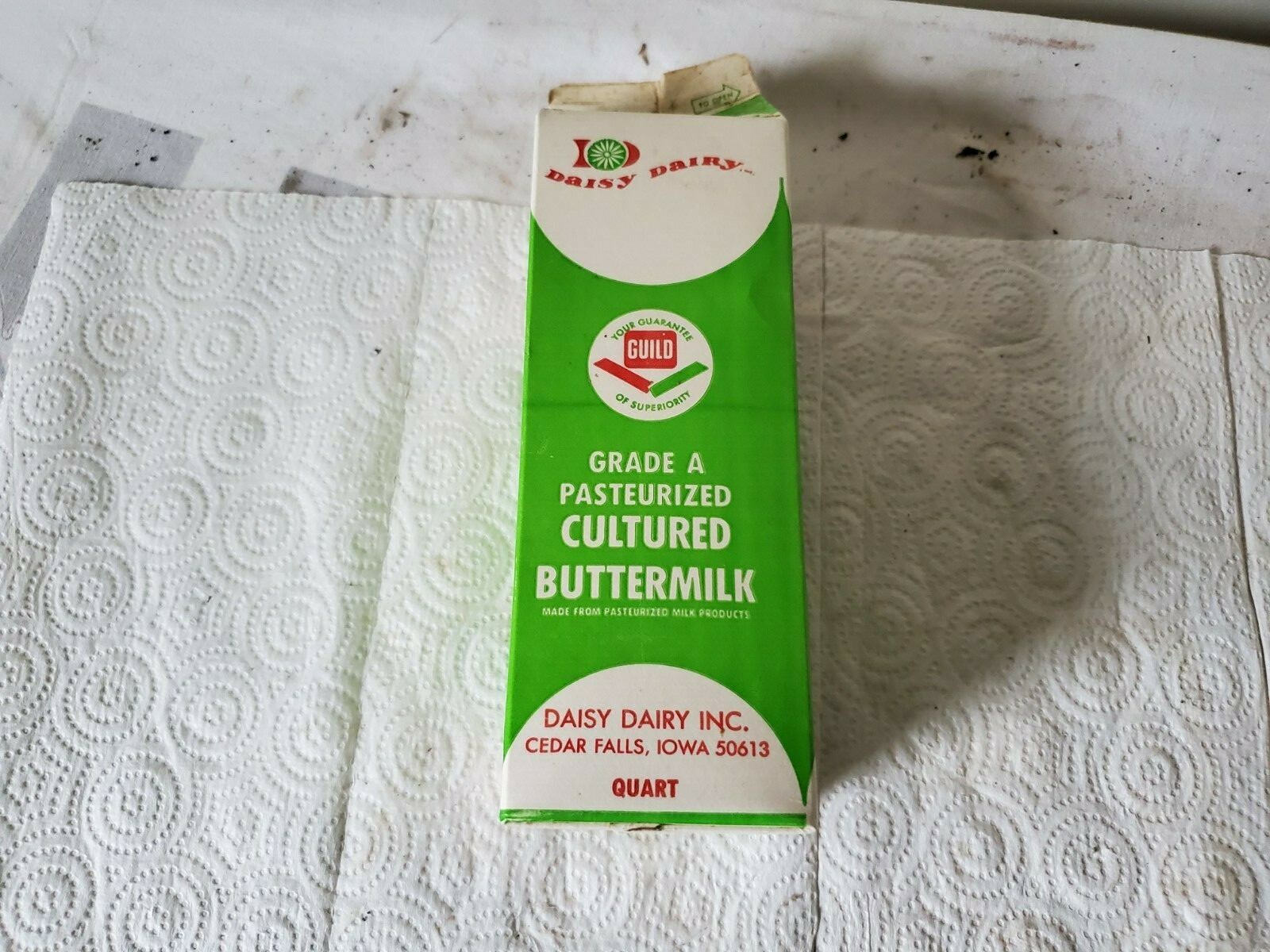 one quart waxed cardboard carton buttermilk daisy dairy cedar falls ...