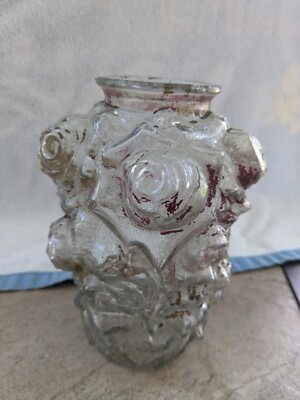 Goofus Glass Vase 7 in Raised Rose Pattern Vintage Antique | eBay
