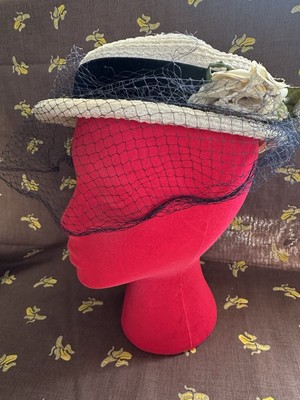 Vintage 60s Cream Woven Easter Bonnet 22” | eBay